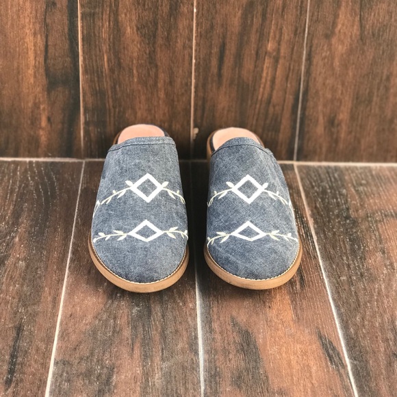 Anthropologie | Shoes | Closed Toe Open Back Textile Jean Mule Clog ...